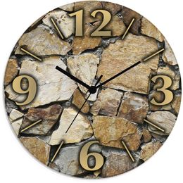 Wanduhr Artland "Braune Steinwand", beige (natur), B:30cm H:30cm T:1,8cm, Wanduhren, Wanduhr, wahlweise mit Quarz- oder Funkuhrwerk, lautlos ohne Tickger&auml;usche
