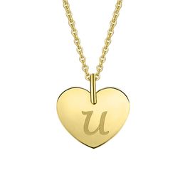 Kettenanh&auml;nger ONE ELEMENT "Herz Buchstaben Anh&auml;nger aus 333 Gelbgold", gold, Schmuckanh&auml;nger, Damen, Herzmit Gravur U, A, Gelbgold 333 Gold, Gelbgold 333, Gold, Kettenanh&auml;nger, Ein Geschenk von Herzen &ndash; zart, elegant & voller Symbolik