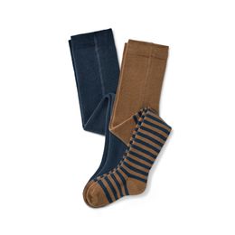 Tchibo - 2 Paar Thermo-Strumpfhosen - Baby - Gr. 86/92 - blau/gestreift