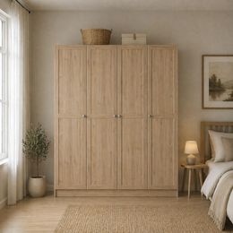 Kleiderschrank Home Affaire "Billund, skandinavischen Design & viel Stauraum, 2 Breiten 145/195 cm", braun (jackson hickory), B:195,5cm H:200,1cm T:61,7cm, Holzwerkstoff, Schr&auml;nke, Kleiderschrank, Viel Stauraum mit B&ouml;den & Kleiderstange, praktische Aufteilung