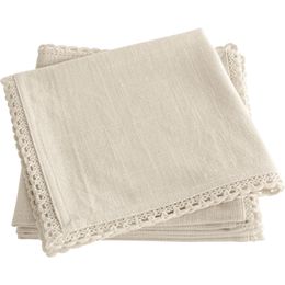 Stoffserviette OTTO HOME "Elyna", beige (taupe), B:45cm L:45cm, Obermaterial: 100% Baumwolle, Servietten, uni, mit sch&ouml;ner Spitze, weiche Haptik, 45x45 cm, Leinenoptik