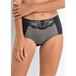 Formslip bonprix, Damen, Gr. 48/50 (XL), schwarz (schwarz, sandbeige), Obermaterial: 80% Polyamid, 20% Elasthan. Futter: 100% Baumwolle. Spitze: 88% Polyamid, 12% Elasthan, mehrfarbig, Unterhosen Formslip, mit Spitzen-Details, mit Futter aus Baumwolle