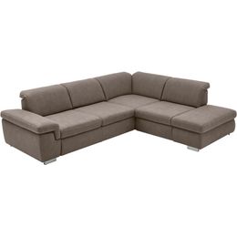 Ecksofa DIE PLANBAR "MP-IN17041 L-Form", nougat, B:320cm H:85cm T:260cm, 100% Polyester, Sofas, Ecksofa, mit Sitztiefenverstellung, optional Kopfteilverstellung & Bettfunktion