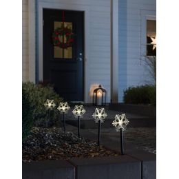 LED Gartenleuchte Konstsmide "Weihnachtsdeko aussen", transparent, B:11,8cm H:24cm L:11,8cm T:11,8cm, Leuchten, LED Gartenleuchte, LED Spiessleuchte mit 5 Schneeflocken, 5 warm wei&szlig;e Dioden
