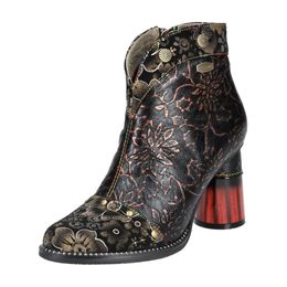 High-Heel-Stiefelette Laura Vita "Laura Vita Stiefelette Leder/Textil", Damen, Gr. 38, cafe, Leder, Textil, Schuhe
