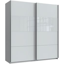 Schwebet&uuml;renschrank wimex "Bramfeld Kleiderschrank", wei&szlig; (wei&szlig;, absetzung wei&szlig;glas), B:180cm H:198cm T:64cm, Schr&auml;nke, Schwebet&uuml;renschrank, mit Glaselementen und zus&auml;tzlichen Einlegeb&ouml;den