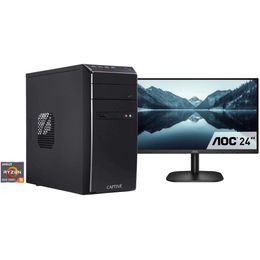 Captiva Business-PC-Komplettsystem "Power Starter R98-529 TFT Bundle", Energieeffizienz: E (A-G), schwarz, ohne Betriebssystem, 8 GB RAM 1.000 GB SSD, Computer_Komplettsysteme