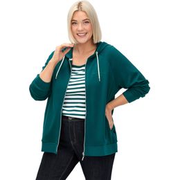 sheego Damen Sweatjacke mit Kapuze petrol Gr&ouml;&szlig;e 44/46