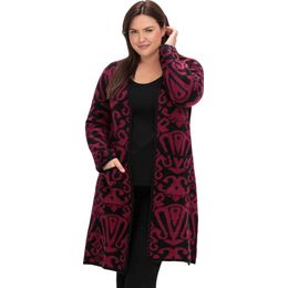 sheego by Joe Browns Damen Longstrickjacke mit Jacquard-Muster schwarz-gemustert Gr&ouml;&szlig;e 40/42