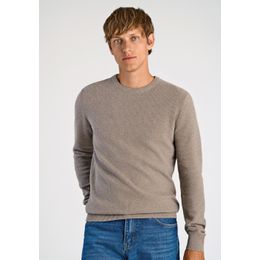 Strickpullover LINDBERGH "Strickpullover Relaxed Fit", Herren, Gr. 3XL, beige (dk sand), Obermaterial: 60% Baumwolle, 40% Polyester, unifarben, Rundhals, Pullover Strickpullover