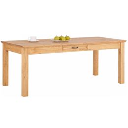 Esstisch OTTO HOME "Selma", beige (naturfarben), B:180cm H:76cm T:90cm, Tische, Esstisch, mit Schublade, aus massivem Kiefernholz, Breite 140 oder 180 cm