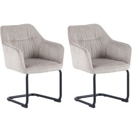 Freischwinger ByLiving "ELBA", taupe, schwarz, B:60cm H:85cm T:60cm, Metall, Stoff, St&uuml;hle, Freischwinger, Grob-Cord, 110 kg, 180 drehbar R&uuml;ckholfunktion, Schwingstuhlgestell