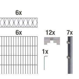 Doppelstabmattenzaun Alberts "mit verschiedenen Dekorelementen", grau (anthrazit, dekor eleganz), H:100cm, Stahl, Zaunelemente, anthrazit, H&ouml;he: 100-160cm, Gesamtl&auml;nge: 10-20m, zum Einbetonieren