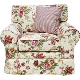 Sessel Home Affaire "Laura K", wei&szlig; (cremewei&szlig;, blumenmuster), B:110cm H:97cm T:95cm, 100% Baumwolle, Sessel, Sessel, Gebl&uuml;mter Polstersessel, creme Wei&szlig;, 110x97x97, Sitzh&ouml;he 53, Baumwolle