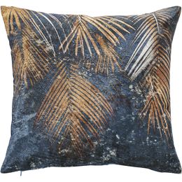 Dekokissen done. "Palm Leaves", bunt (bunt, bedruckt), B:45cm L:45cm, Obermaterial: 100% Polyester, Dekokissen_Sitzkissen_Kissenh&uuml;llen, Vorderseite im Vintage-Look