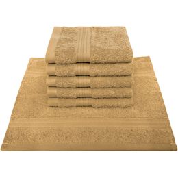 Seiftuch Dyckhoff "Siena", braun (mandel), B:30cm L:30cm, Frottier, Waschlappen, mit Bord&uuml;re