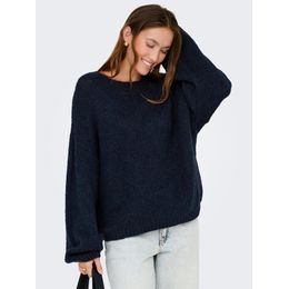 Jacqueline de Yong V-Ausschnitt-Pullover JDY "JDYDINEA L/S REVERSIBLE PULLOV. KNT NOOS", Damen, Gr. M, blau (total eclipse), Strick, Obermaterial: 80% Polyacryl, 20% Polyester, unifarben, loose fit h&uuml;ftlang, V-Ausschnitt, weit Strickb&uuml;ndchen, Pullover, Kunstfaser, regular fit