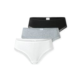 String Schiesser "String 3er Pack", Damen, Gr. M, bunt (schwarz, grau, wei&szlig;), Obermaterial: 95% Baumwolle CO. 5% Elasthan EL., Unterhosen String