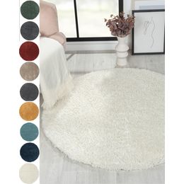Hochflor-Teppich "My Shaggy", beige (creme), H:37mm &Oslash;:120cm, Polypropylen (PP), MyFlair M&Ouml;BEL & ACCESSOIRES, Teppiche, Shaggy, Uni Farben, leicht gl&auml;nzend, Microfaser, extra flauschig
