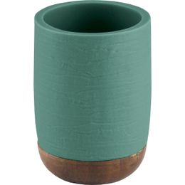 Zahnputzbecher Kleine Wolke "Harper", petrol, H:9cm &Oslash;:7,5cm, Bambus, Polyresin (Kunststein), Zahnputzbecher