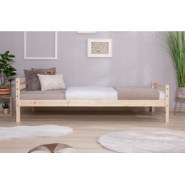 Jugendbett Ticaa, beige (kiefer massiv natur), B:96cm L:209cm, Betten, Jugendbett, Futonbett in diversen Breiten, Kiefer, mit Rollrost