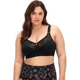 sheego Damen B&uuml;gelloser BH mit Spitze und wattierten Cups schwarz Gr&ouml;&szlig;e 85D
