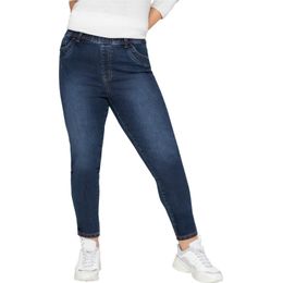 sheego Damen Jeggings mit G&uuml;rtelschlaufen dark blue denim Gr&ouml;&szlig;e 84