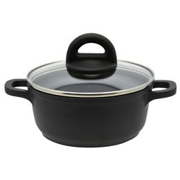 Kochtopf ELO Basic "Black", schwarz, B:17cm H:11,2cm L:22,5cm &Oslash;:16cm, T&ouml;pfe, Kochtopf, Gelochter Induktionsboden