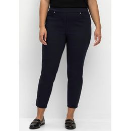 7/8-Hose sheego, Damen, Gr. 52, Normalgr&ouml;&szlig;en, blau (nachtblau), 69% Baumwolle, 29% Polyester, 2% Elasthan, unifarben, Hosen 7/8-Hose