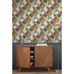 Vliestapete next "RETRO SHAPES GEO Vliestapete 10mx52cm", orange, B:0,52m H:0m L:10m, Vlies, Tapeten