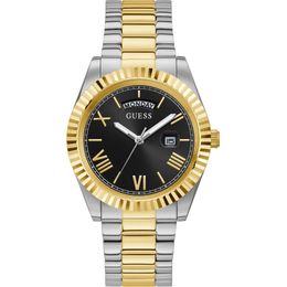 Quarzuhr Guess "CONNOISSEUR", silber (silberfarben, goldfarben, schwarz), Armbanduhren, Herren, Quarzuhr, Armbanduhr, Herrenuhr, Datum, Wochentag, Edelstahlarmband
