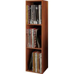 Media-Regal Vcm "Holz Schallplatten LP Stand Regal Platto 3fach", braun (kern, nussbaum), B:34cm T:30cm, Regale