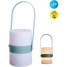 N&auml;ve N&Auml;VE LED Dekolicht "Neo", gr&uuml;n (mint), 1, H: 28cm, 1 Stk., Leuchten, mint/wei&szlig;, inkl. Griff / Aufh&auml;ngung, inkl. 1m USB-Kabel, warmwei&szlig;