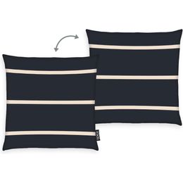 Kissenh&uuml;lle SOCCX "Coastal Stripes", marine, B:40cm H:1cm L:40cm, Renforc&eacute;, Obermaterial: 100% Baumwolle, Kissenbez&uuml;ge, Kissenh&uuml;lle, gewebtes Label