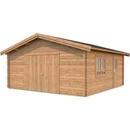 Garage Palmako "Roger", braun (hellbraun), Massivholz, Garagen, BxTxH: 622x596x312 cm, mit Holztor, hellbraun