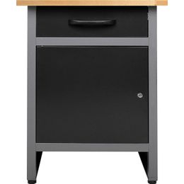 Werkbank ONDIS24 "Wolle", schwarz (schwarz, anthrazit), B:60cm H:85cm T:60cm, Edelstahl, Werkb&auml;nke, T&uuml;r mit Sicherheitsschloss