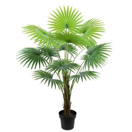 Kunstpalme I.GE.A. "F&auml;cherpalme im Topf", gr&uuml;n, B:98cm H:135cm L:98cm, Polyester, Kunstpflanzen, Realistische Pflanze f&uuml;r Wohnzimmer B&uuml;ro Hotel Dekopflanze