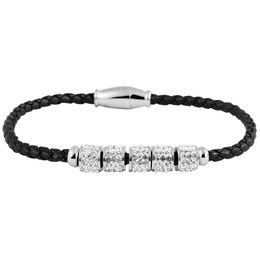 Adelia&acute;s Armband ADELIA&acute;S "Damen Armband aus Leder mit Strass Steinchen 17 cm", schwarz, Armb&auml;nder, Damen, 17cm, Leder, Armband, Ideal zum Verschenken &ndash; schlicht und stilvoll
