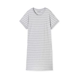 Schiesser Kurzarm-Sleepshirt - Damen - Gr. 38 - grau/gestreift