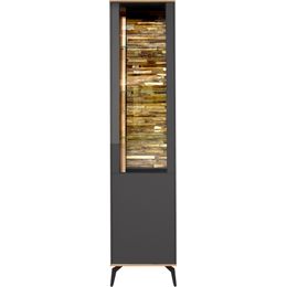 M&auml;usbacher Standvitrine M&Auml;USBACHER "Faro", anthrazit matt lack, asteiche, B:43cm H:193cm T:42cm, Schr&auml;nke, Standvitrine, Faro Standvitrine B 43 cm, inkl. Beleuchtung, Push to open, Metallf&uuml;&szlig;e