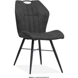 Esszimmerstuhl OMG DESIGN "Scala", grau (anthrazit, schwarz, anthrazit), B:51cm H:90,5cm T:61cm, Polyester, St&uuml;hle, Esszimmerstuhl, Esszimmerstuhl, pflegeleichter Bezug