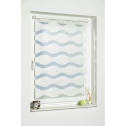 Doppelrollo K-home "Welle", wei&szlig;, B:120cm H:200cm, Polyester, Rollos, im Festma&szlig;