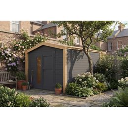 Gartenhaus Weka "Killarney", anthrazit, eiche hell, ohne Fu&szlig;boden, ohne Dacheindeckung, Massivholz, Gartenh&auml;user, Gartenhaus, Doppelt&uuml;r, 1 1/2 Fenster an Seite