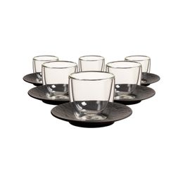 Villeroy & Boch Thermoglas VILLEROY & BOCH "Espressogl&auml;ser mit Untertassen Manufacture Rock 70 ml 6er Set schwarz", schwarz, Trinkgef&auml;&szlig;e