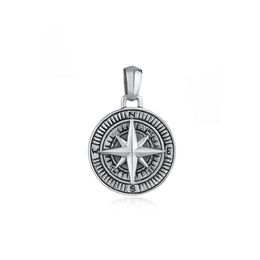 Kettenanh&auml;nger Kuzzoi "Kompass Cool Massiv 925 Silber", schwarz, Schmuckanh&auml;nger, Herren, onesize, ohne Stein, Silber 925 (Sterlingsilber), Kettenanh&auml;nger