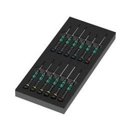 Wera 9716 Schaumstoffeinlage Schraubendreher Kraftform Micro Set 2 schwarz/gr&uuml;n, 13-teilig, f&uuml;r Tool Rebel Werkstattwagen