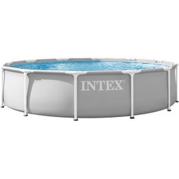 Framepool Intex "&raquo;Prism Frame&trade; Premium Pool&laquo;", grau, blau, wei&szlig;, H:76cm &Oslash;:366cm, Schwimmbecken, &Oslash;xH: 366x76 cm, mit Kartuschenfilteranlage