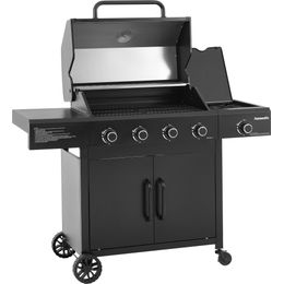 Gasgrill Hanseatic "4-Brenner Rockford Black, 4 Brenner + Seitenbrenner 14,5 kw Gesamt", schwarz, B:122cm H:113cm T:59cm, Grills, inkl. 3 Jahre Herstellergarantie