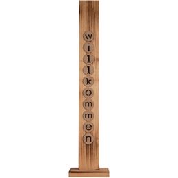 N&auml;ve N&Auml;VE LED Dekoobjekt "Willkommen", beige (natur), H: 82cm, 1 Stk., Leuchten, Holz-Stehleuchte, H&ouml;he ca. 82cm, Batteriebetrieben
