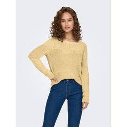 Strickpullover Only "ONLGEENA XO L/S PULLOVER KNT NOOS", Damen, Gr. L, sunlight, Strick, Obermaterial: 65% Polyacryl, 35% Polyamid, unifarben, regular fit Po-bedeckend, Rundhals, Rippstrickb&uuml;ndchen, Pullover Strickpullover, Materialmix, regular fit